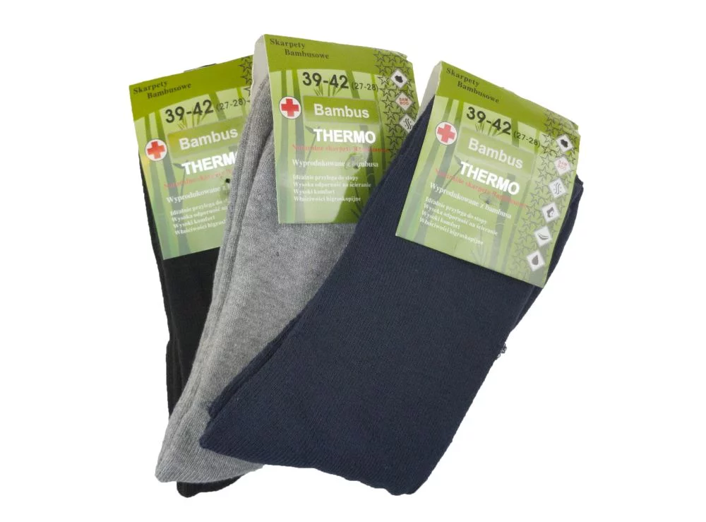 Ciorapi termo din bambus pentru bărbați - o culoare - 3 perechi ...